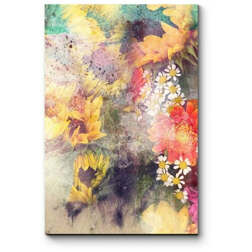 Модульная картина Подсолнухи и полевые цветы 60x90