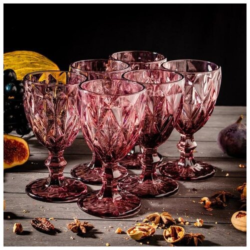 Набор бокалов стеклянных Magistro «Круиз», 250 мл, 8×15,3 см, 6 шт, цвет розовый