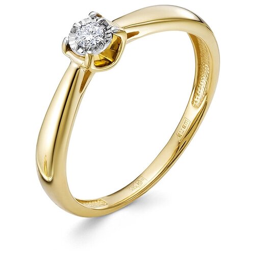 Кольцо помолвочное Vesna jewelry, желтое золото, 585 проба, родирование, бриллиант, размер 17, бесцветный