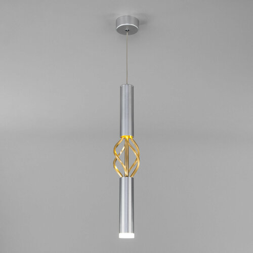 Подвесной светодиодный светильник Eurosvet Lance 50191/1 LED, 4200 К, 8 Вт, цвет матовое серебро / матовое золото