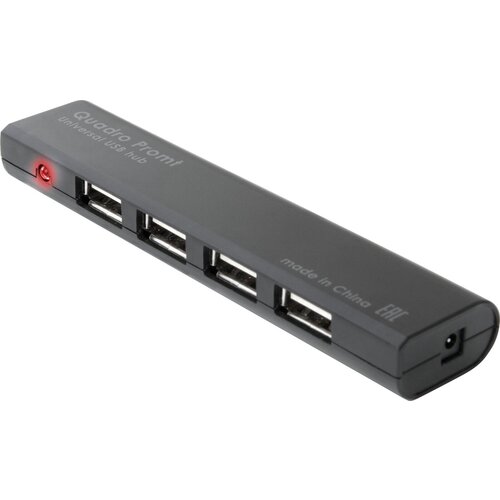 USB-концентратор  Defender Quadro Promt (83200), разъемов: 4, 82 см, черный
