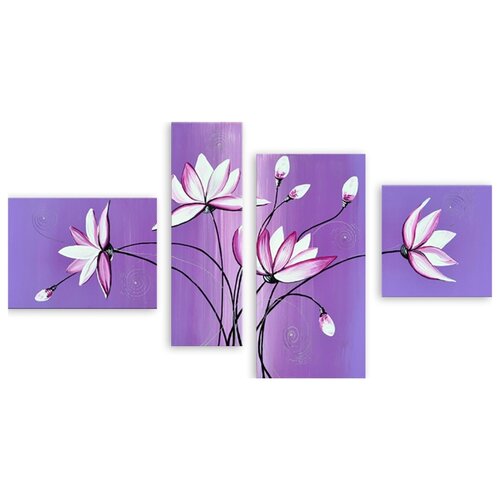 Модульная картина на холсте "Нежные цветы в фиолетовых тонах" 150x90 см