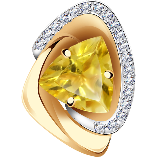 Подвеска Diamant online, золото, 585 проба, фианит, цитрин