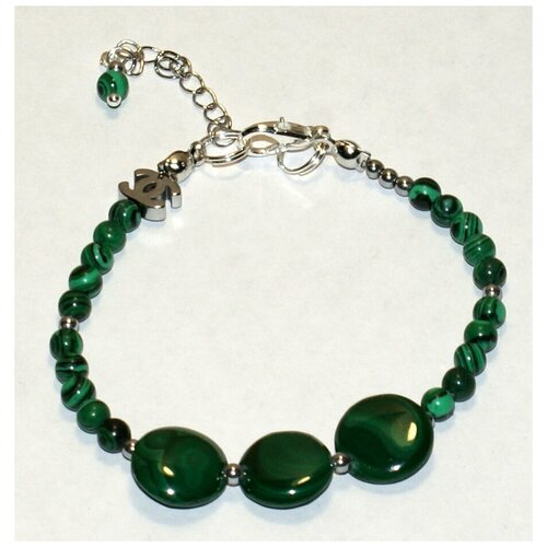 Браслет-цепочка AV Jewelry, малахит, размер 18 см, зеленый, серебристый