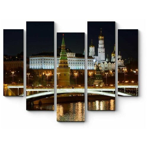 Модульная картина Ночный Кремль в отражении Москвы-реки 101x82