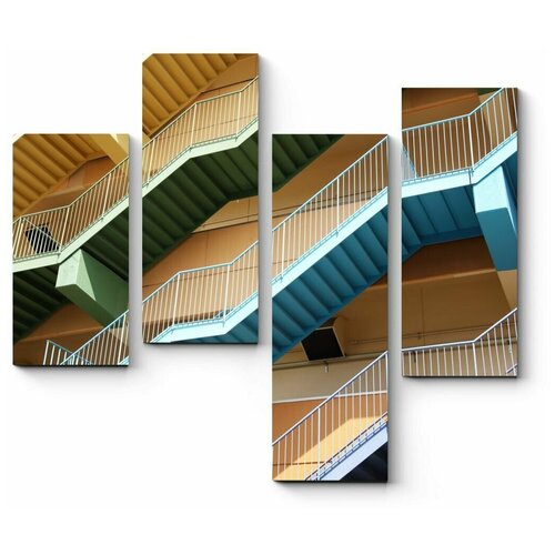 Модульная картина Цветные лестницы64x60