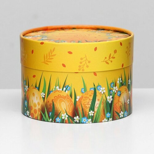 Коробка "Пасхальные яйца на оранжевом", завальцованная, 13 х 8,5 см (комплект из 7 шт)