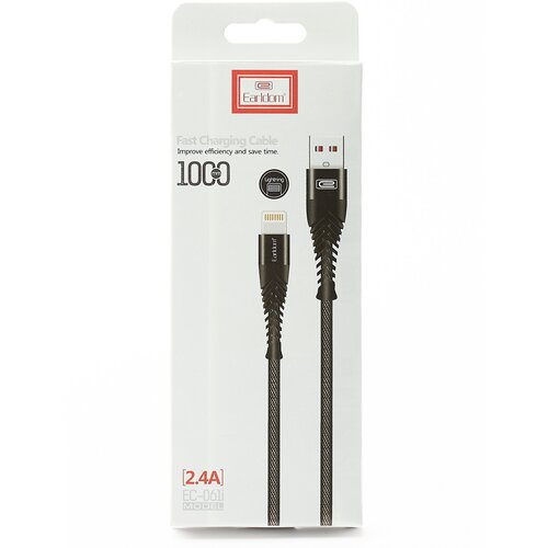 USB кабель Earldom EC-061i для iPhone 5/6/7/8/X, черный