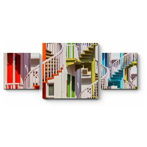 Модульная картина Яркие винтовые лестницы130x56