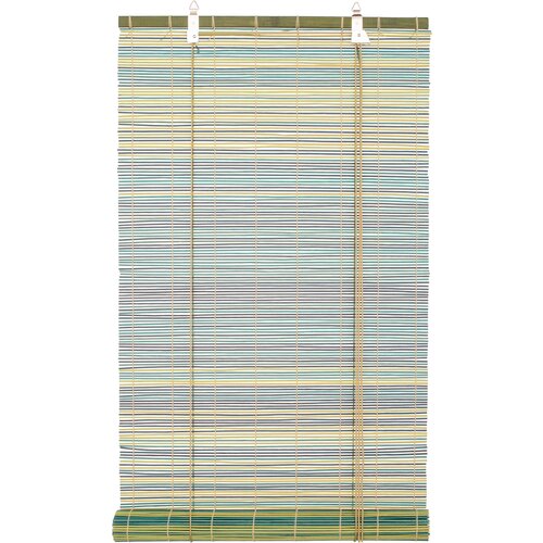 Рулонные шторы ПраймДекор, бамбук, микс сине-зеленый, 120х160