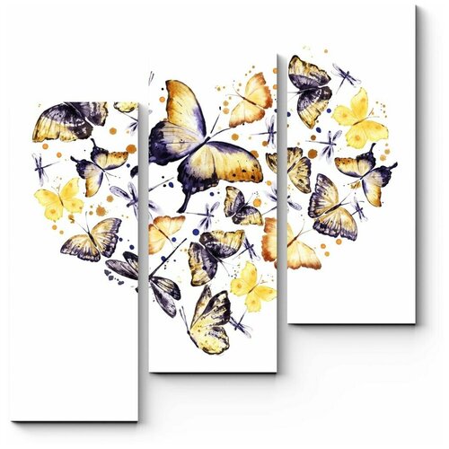 Модульная картина Винтажные бабочки 110x117