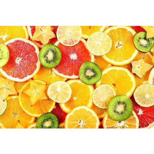Киви, грейпфрут, апельсин, фрукты картина постер 20 на 30 см, шнур-подвес в подарок
