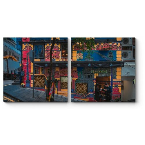 Модульная картина Уютный магазинчик в Гонконге 60x30
