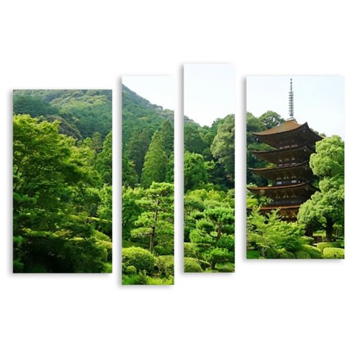 Модульная картина на холсте "Японский домик" 90x66 см