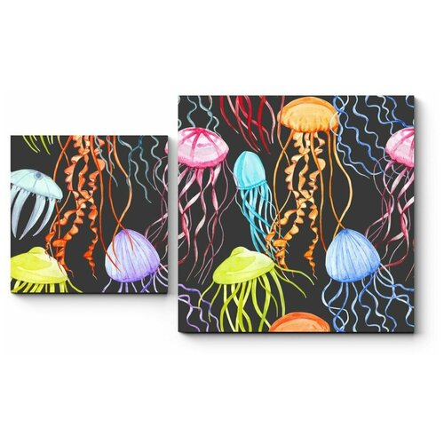 Модульная картина Разноцветные медузы70x42