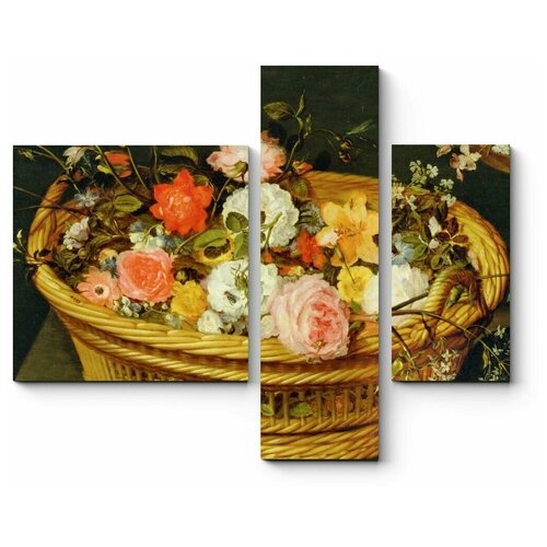 Модульная картина Корзинка с розами140x116
