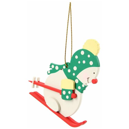 Деревянная елочная игрушка ручной работы "Снеговик в шапочке", новогоднее украшение в Новый год и Рождество