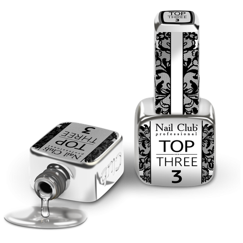 Nail Club professional Топовое покрытие для ногтей / топ для гель-лака / финиш для ногтей TOP THREE 3, 18 мл/1 шт.