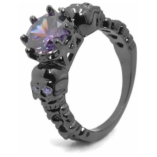 Кольцо SILVARIE, кристалл, размер 16, фиолетовый, черный