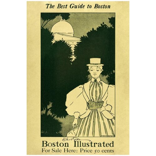 Постер / Плакат / Картина Афиша - Лучший путеводитель по Бостону 50х70 см в раме