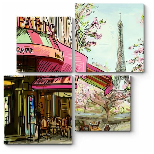 Модульная картина Весенний Париж130x130