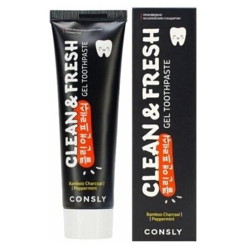 Consly Паста зубная гелевая с бамбуковым углем и перечной мятой - Clean&fresh gel toothpaste, 105г