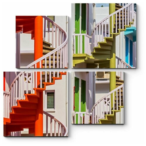Модульная картина Яркие винтовые лестницы70x70