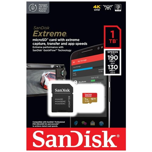 Карта памяти SanDisk Extreme microSDXC 1Tb SD Adapter 190/130MB/s