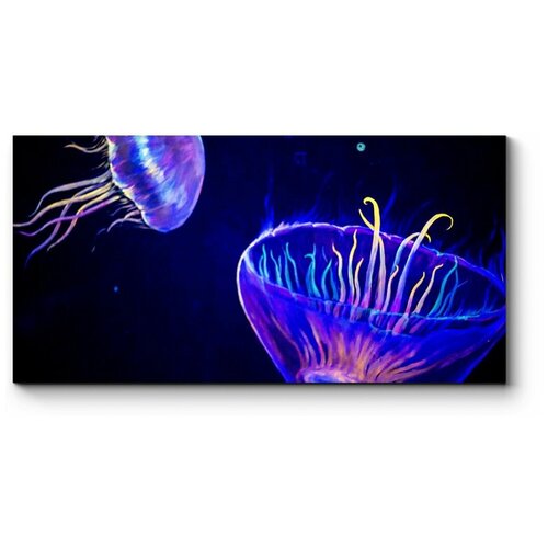 Модульная картина Сияющие медузы100x50