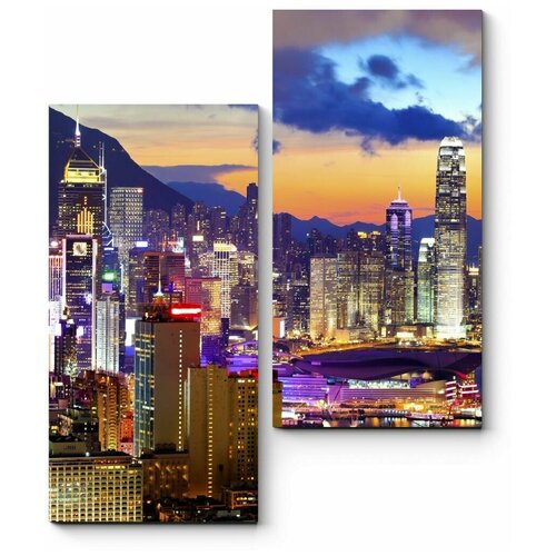 Модульная картина Красочный Гонконг в лучах закатного солнца 50x63