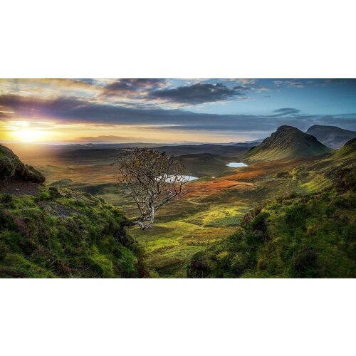 Картина на холсте 60x110 LinxOne "Шотландия холмы горы пейзаж" интерьерная для дома / на стену / на кухню / с подрамником