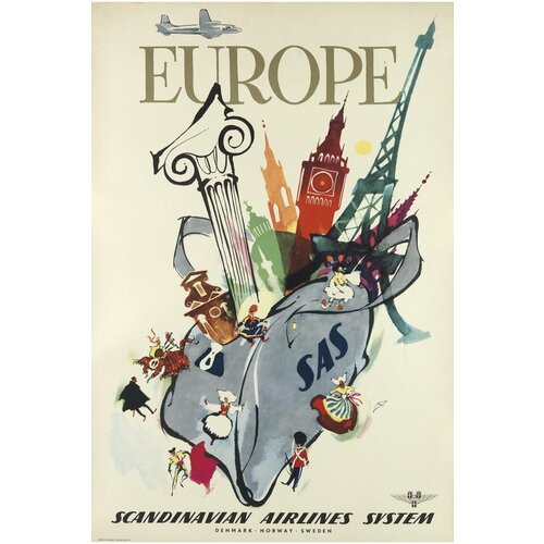 Постер / Плакат / Картина на холсте Афиша - Путешествия по Европе 60x90 см в подарочном тубусе