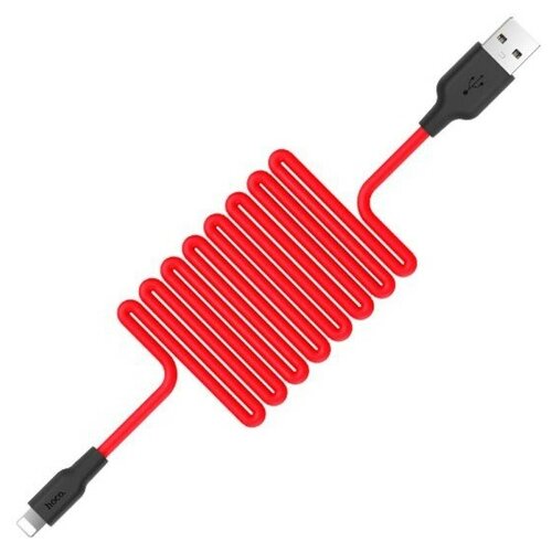 Кабель Hoco X21 Silicone для быстрой зарядки Lightning, 1м, красный