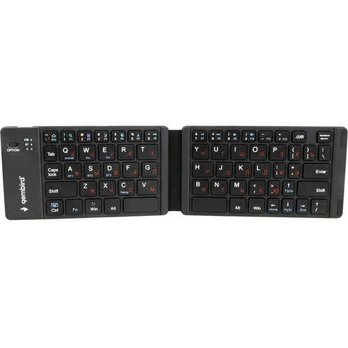 Беспроводная клавиатура Gembird KBW-6N, Bluetooth ,66 клавиш, разъём USB Type-C (для зарядки). складная, ультратонкая