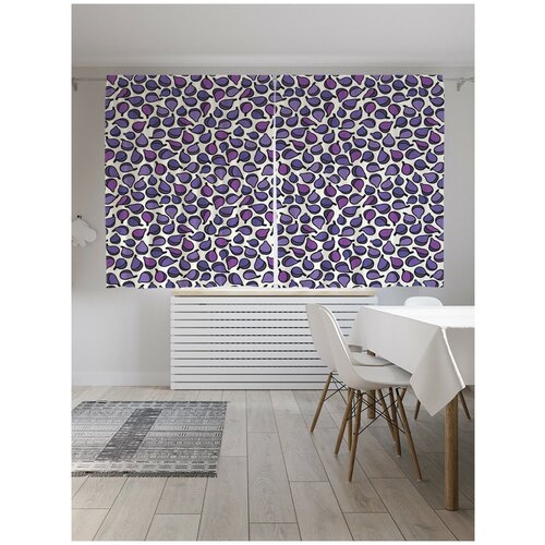 Классические шторы JoyArty "Векторный инжир", серия Oxford DeLux, 2 полотна 145x180 см