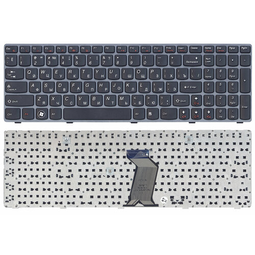 Клавиатура для Lenovo IdeaPad G510S черная с серой рамкой