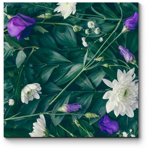 Модульная картина Белые цветы хризантем20x20