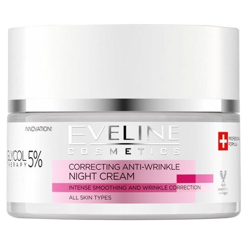 Eveline Cosmetics Glycol Therapy Correcting Anti-wrinkle Night Cream Корректирующий ночной крем для лица от морщин, 50 мл