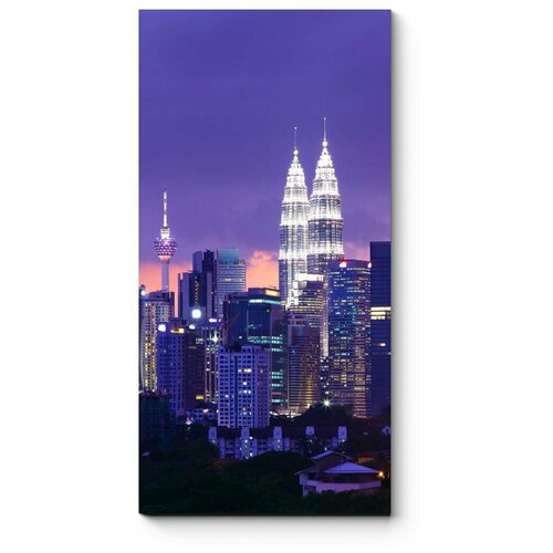 Модульная картина Сияющий в ночи Куала-Лумпур 30x60