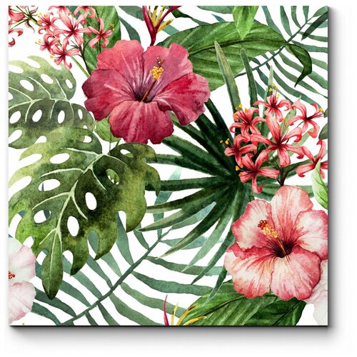 Модульная картина Тропические цветы 30x30