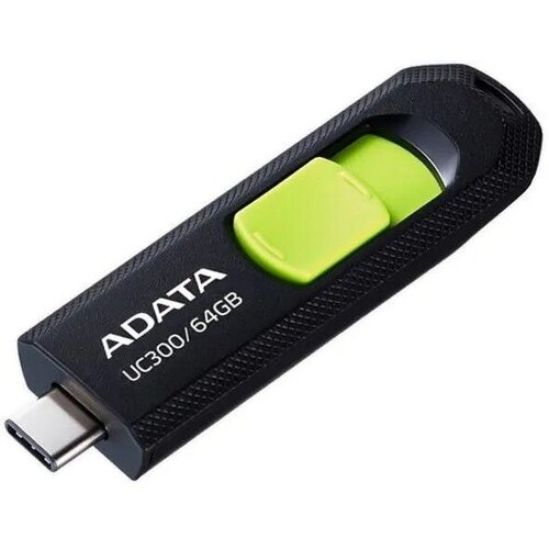 Флеш Диск A-Data 64Gb Type-C UC300 ACHO-UC300-64G-RBK/GN USB3.2 черный/зеленый