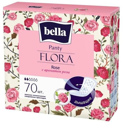 Прокладки женские гигиенические ежедневные bella Panty FLORA Rose с ароматом розы по 70 шт.