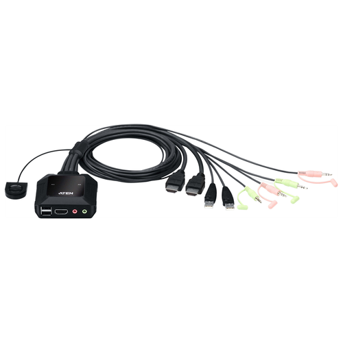 Квм переключатель ATEN 2-Port USB 4K HDMI Cable KVM Switch (CS22H-AT)