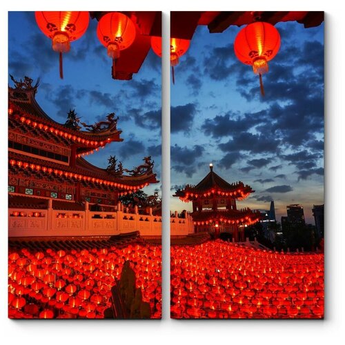 Модульная картина Храм Тянь Хоу в сумерках60x60
