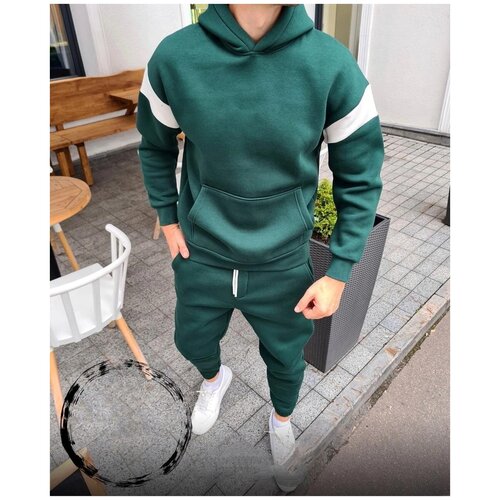 Костюм Jools Fashion мужской спортивный летний худи и штаны, размер 52, зеленый