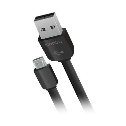 Дата-кабель Practic microUSB, плоский, 0.23 м, черн, 008-001, Nobby