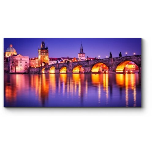 Модульная картина Карлов мост в отражении вод Влтавы, Прага 60x30