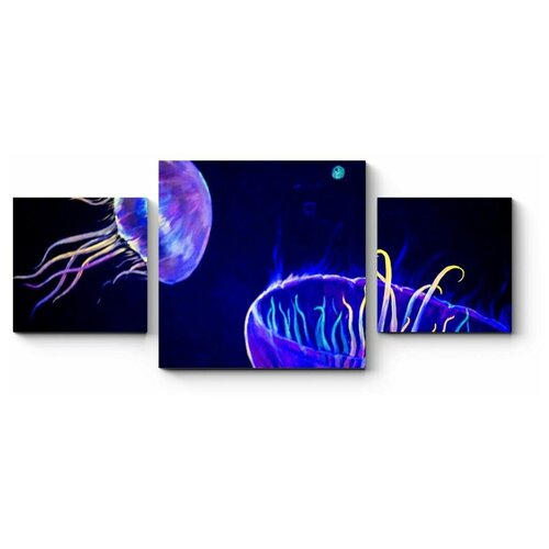 Модульная картина Сияющие медузы120x51