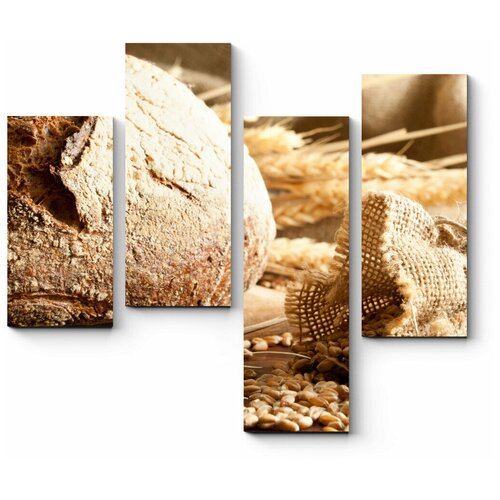 Модульная картина Горячий ароматный хлеб 74x69