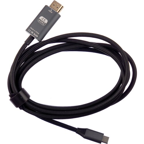 Переходник/адаптер Sellerweb Type-C - HDMI 4K, 1.8 м, 1 шт., черный..